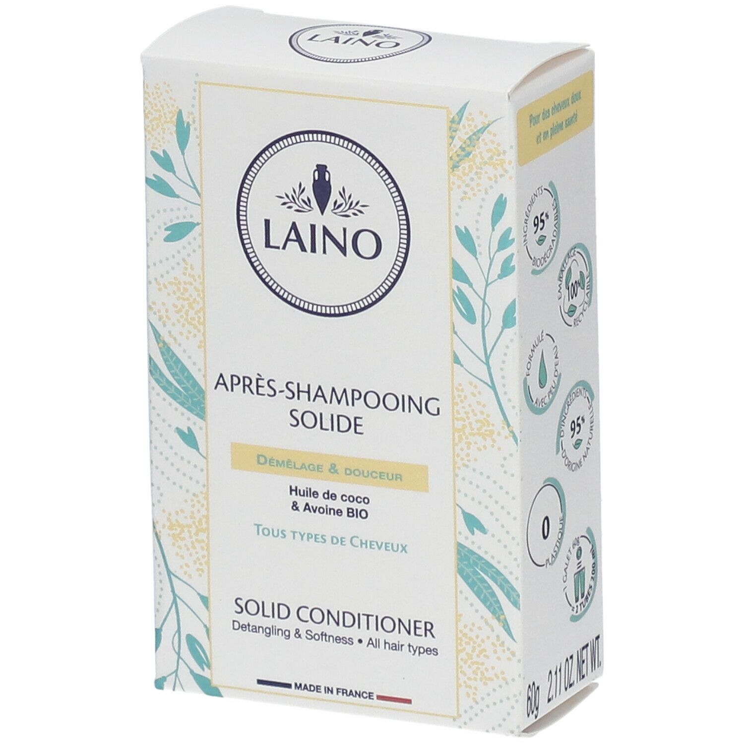 LAINO Après-shampooing solide Démêlage & Douceur 60 g - Redcare Pharmacie