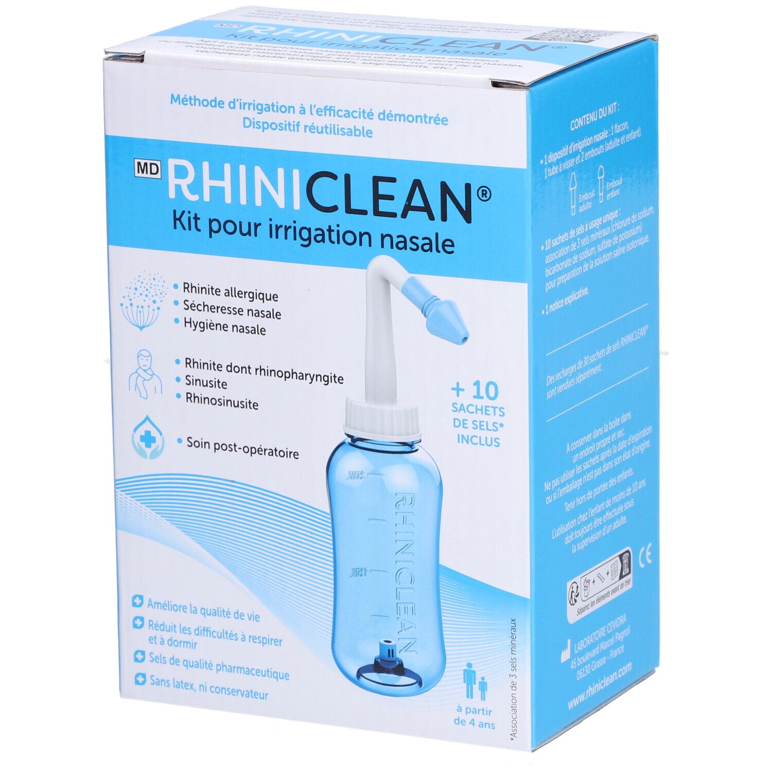 RHINICLEAN KIT D'IRRIGATION NASALE - Kit douche nasale et sel de ...