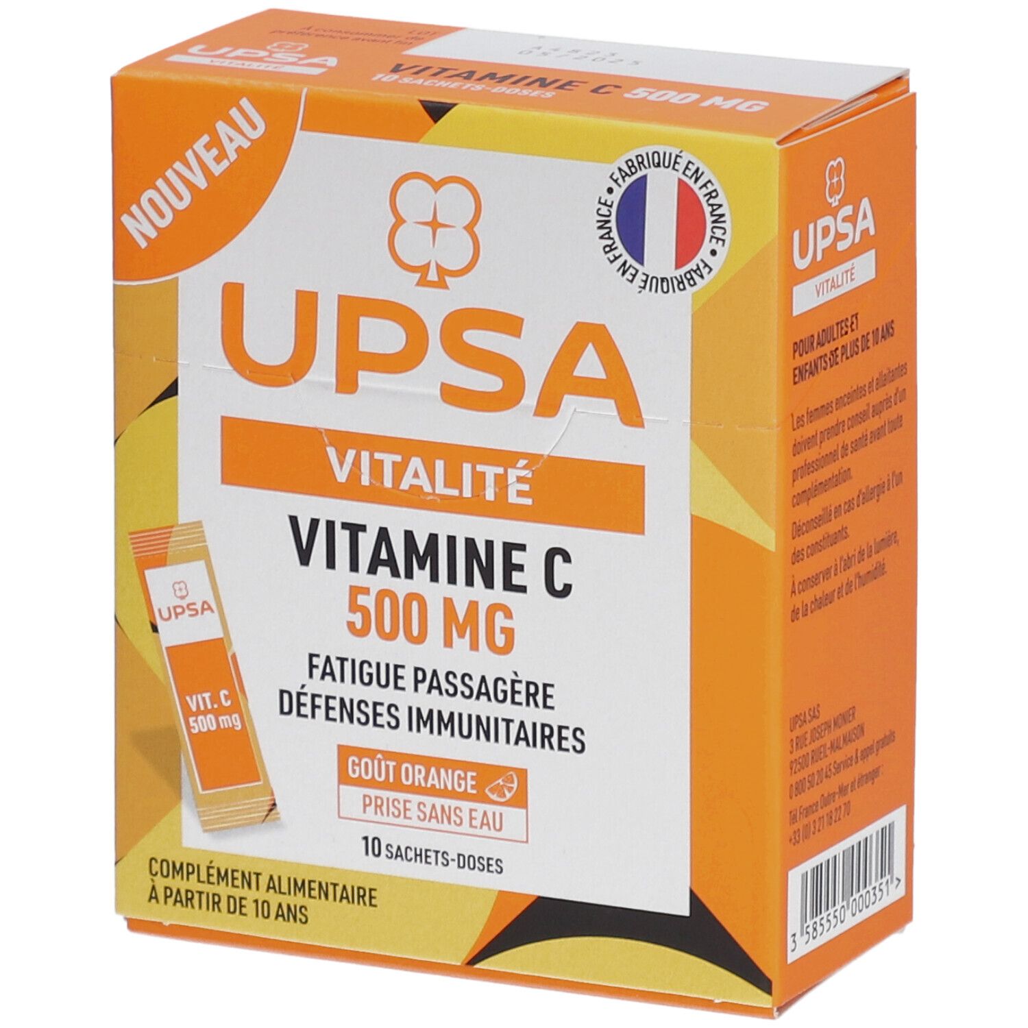Vitamine C UPSA 500 mg - 10 sticks, prise sans eau - Adulte & Enfants ...