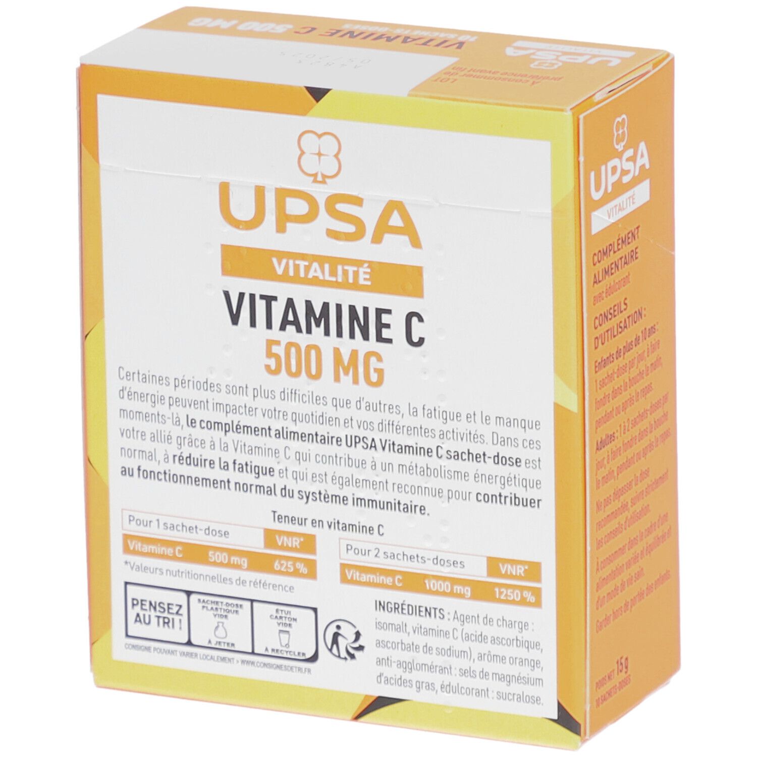Vitamine C UPSA 500 mg - 10 sticks, prise sans eau - Adulte & Enfants ...