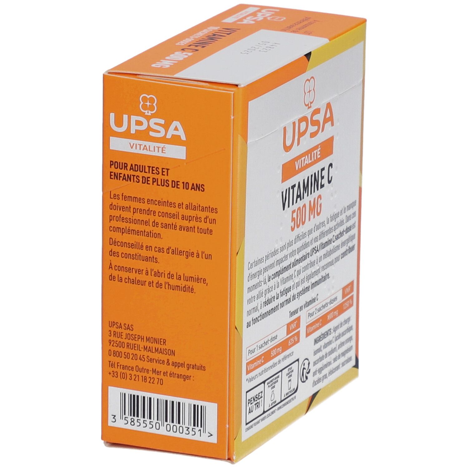 Vitamine C UPSA 500 mg - 10 sticks, prise sans eau - Adulte & Enfants ...