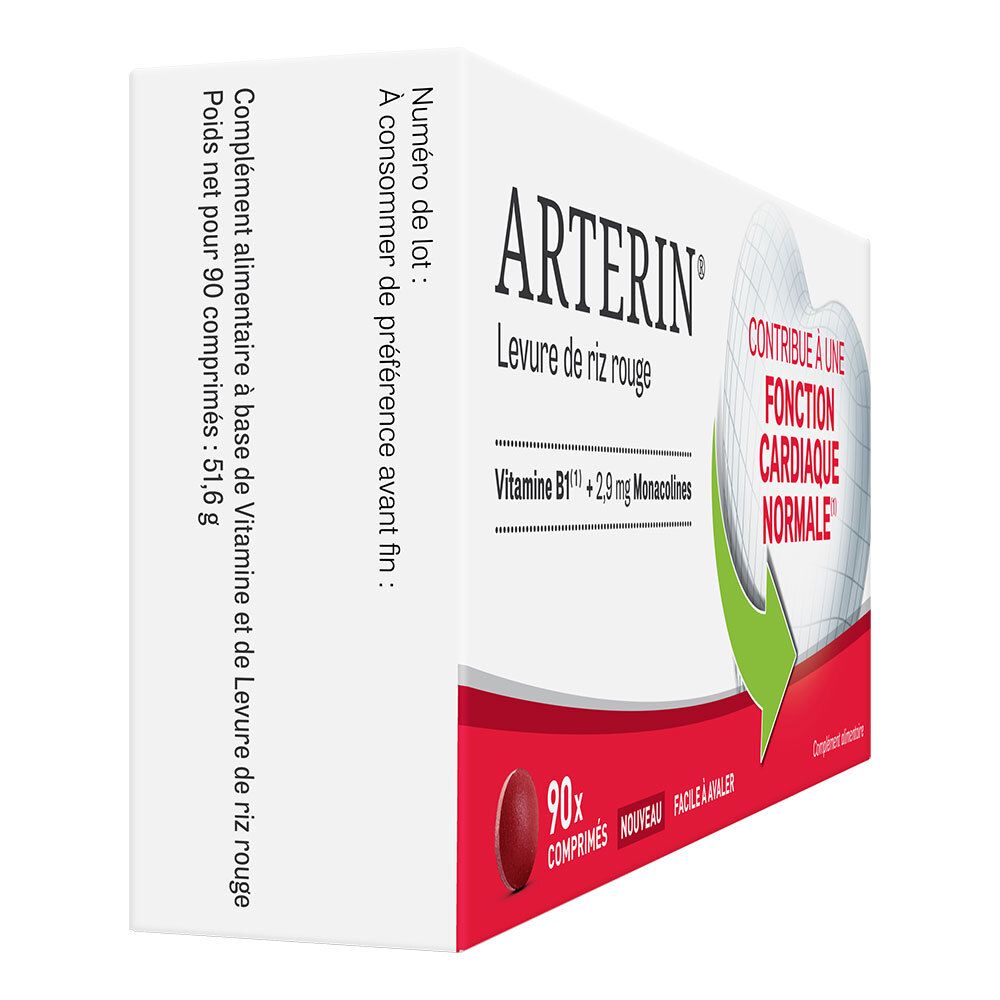 ARTERIN Levure de riz rouge 2,9 mg - Complément alimentaire - 90 ...