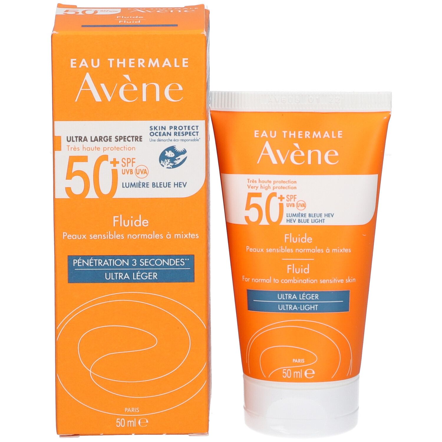 Avène Solaire - Fluide SPF50+ UVB UVA Lumière Bleue HEV 50 ml - Redcare ...