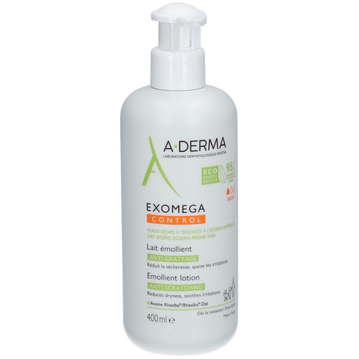 A-DERMA EXOMEGA CONTROL Lait émollient anti-grattage 400 ml - Redcare ...