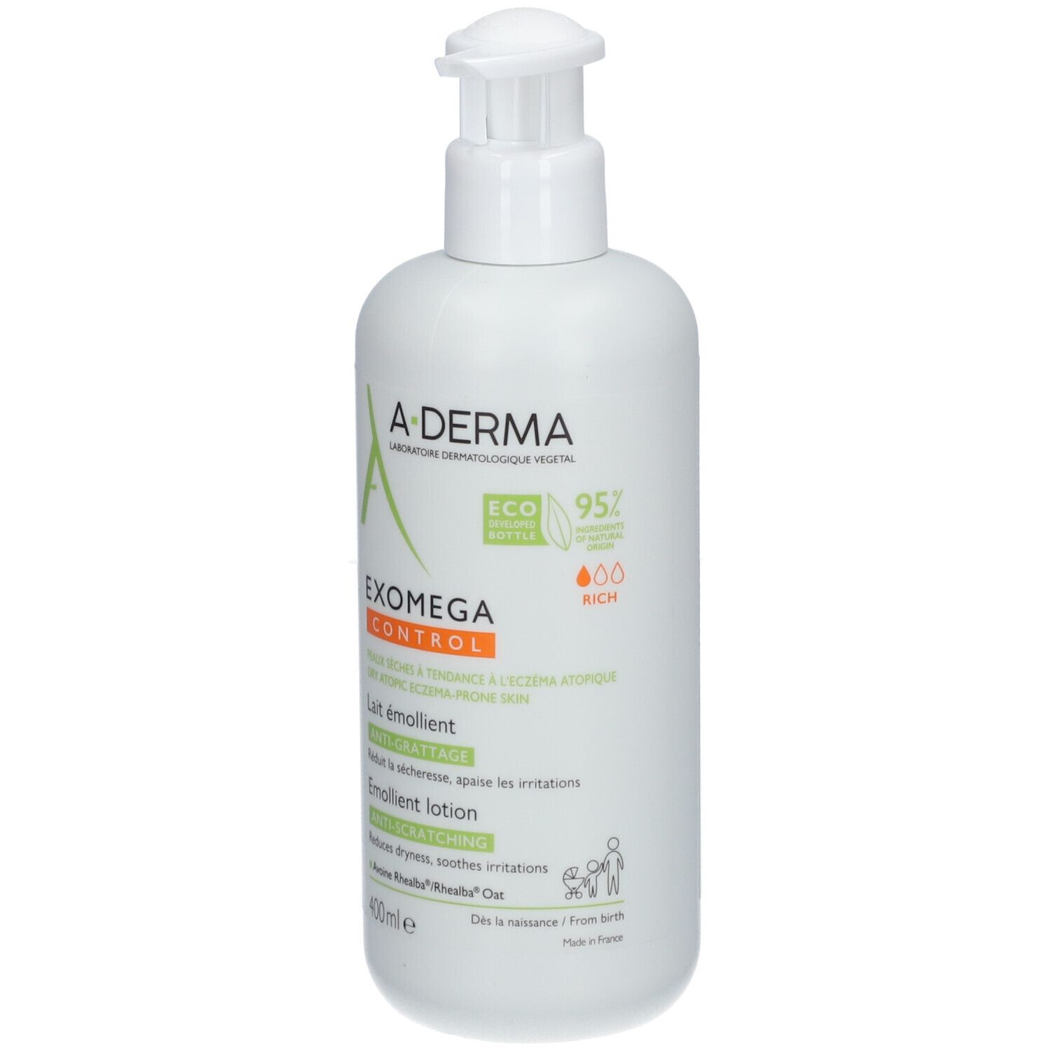A-DERMA EXOMEGA CONTROL Lait émollient anti-grattage 400 ml - Redcare ...