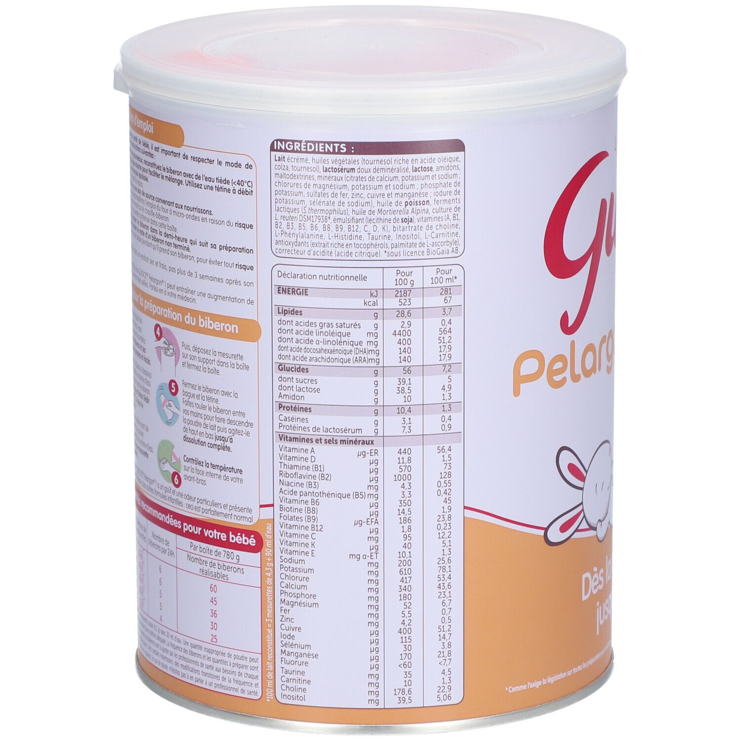 GUIGOZ® Pelargon® 1 Lait 1er âge 780 g - Redcare Pharmacie