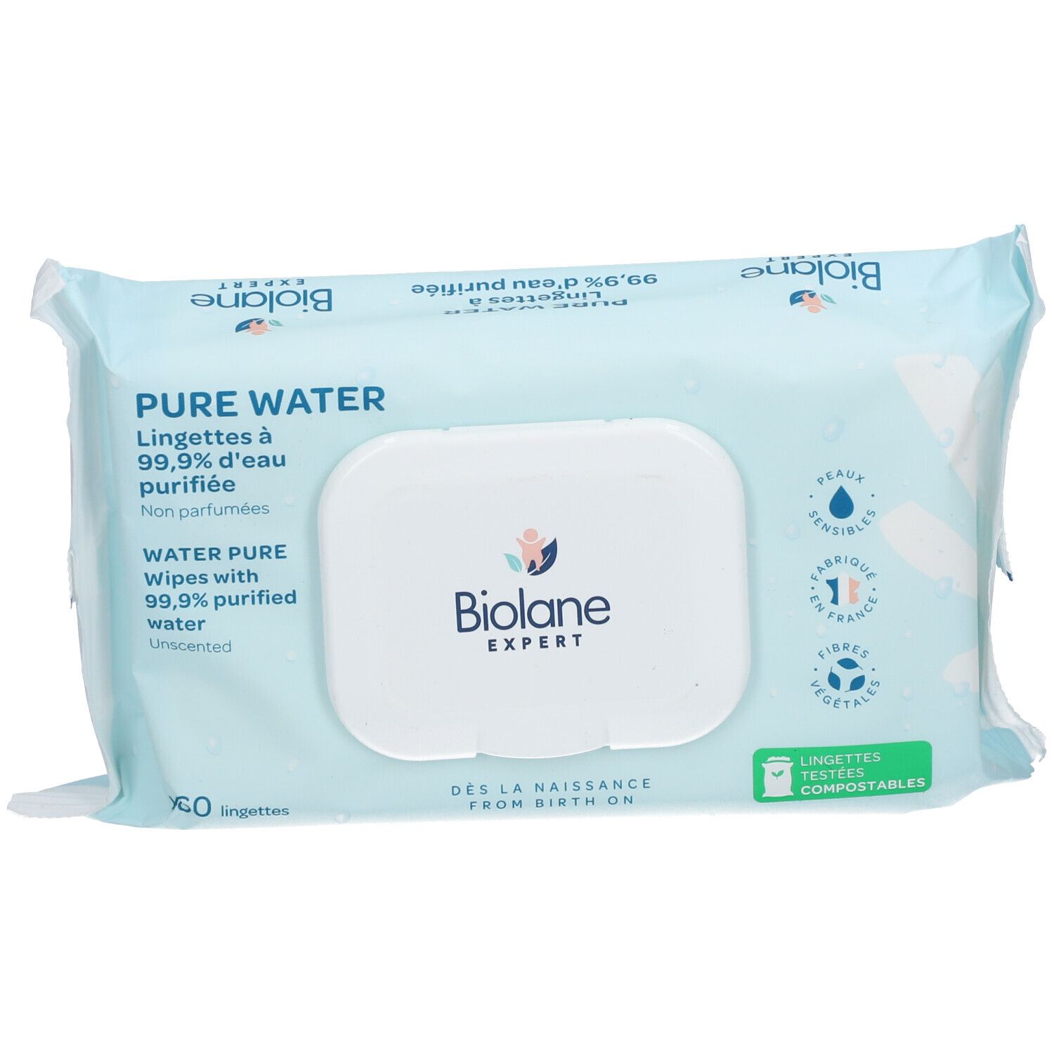 Biolane Expert Lingettes Pure Water 60 lingettes 60 pc(s) - Redcare ...
