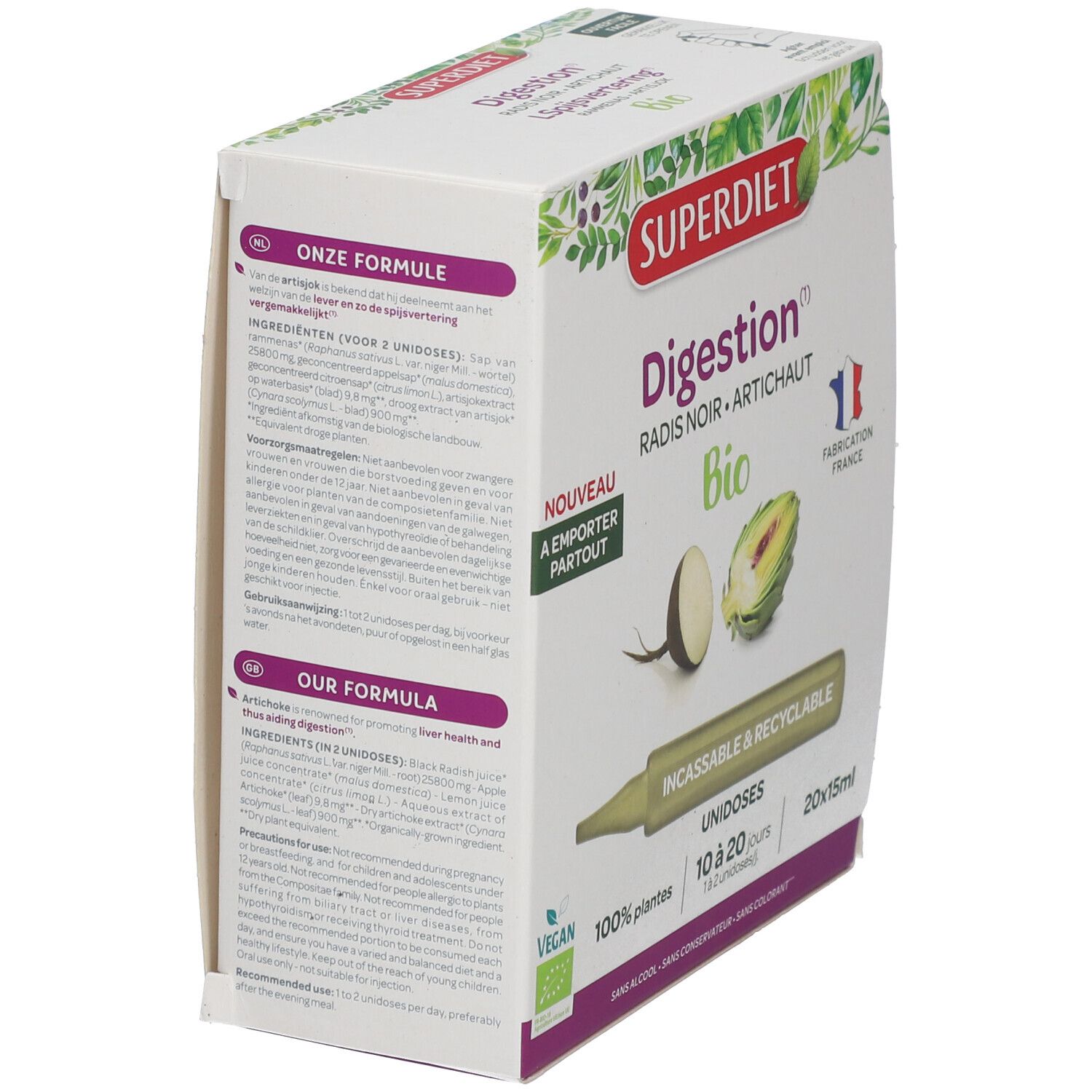 SUPERDIET Radis Noir - Artichaut BIO Unidoses 300 ml - Redcare Pharmacie