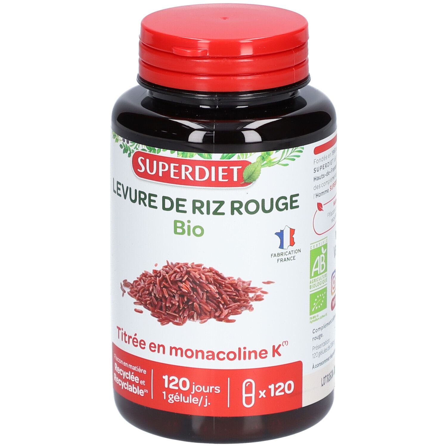 SUPER DIET Levure riz rouge Bio 120 pc(s) - Redcare Pharmacie