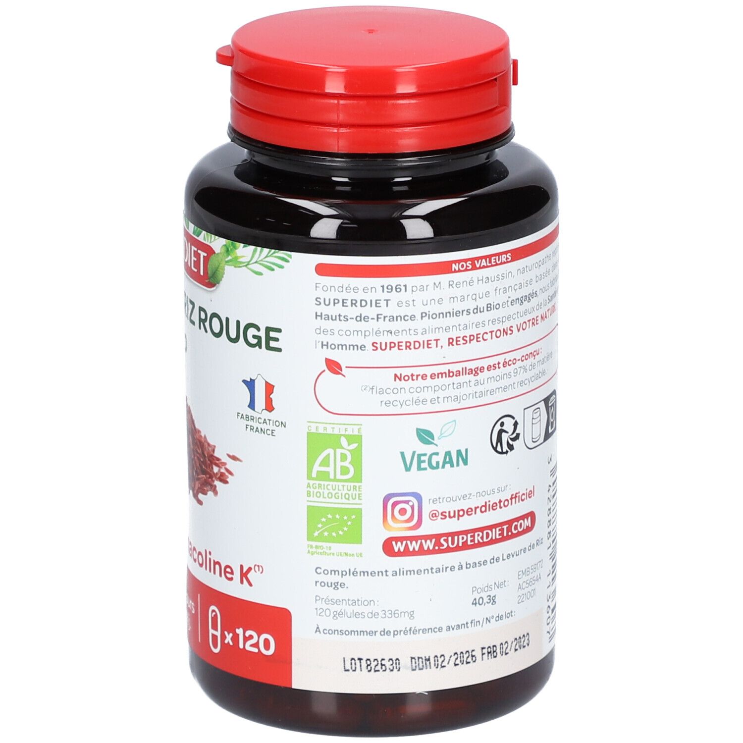 SUPER DIET Levure riz rouge Bio 120 pc(s) - Redcare Pharmacie