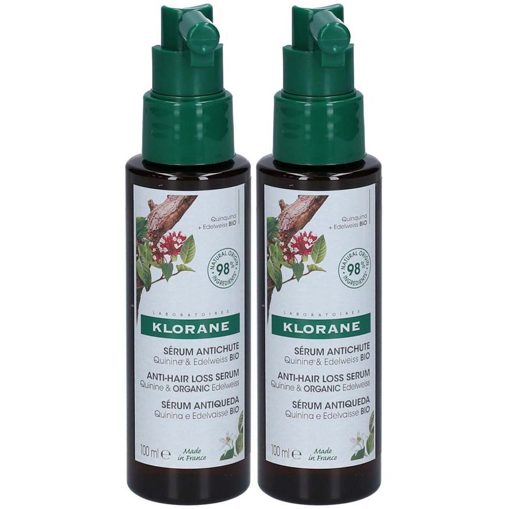 KLORANE Sérum Antichute à la Quinine & Edelweiss BIO 2x100 ml - Redcare ...