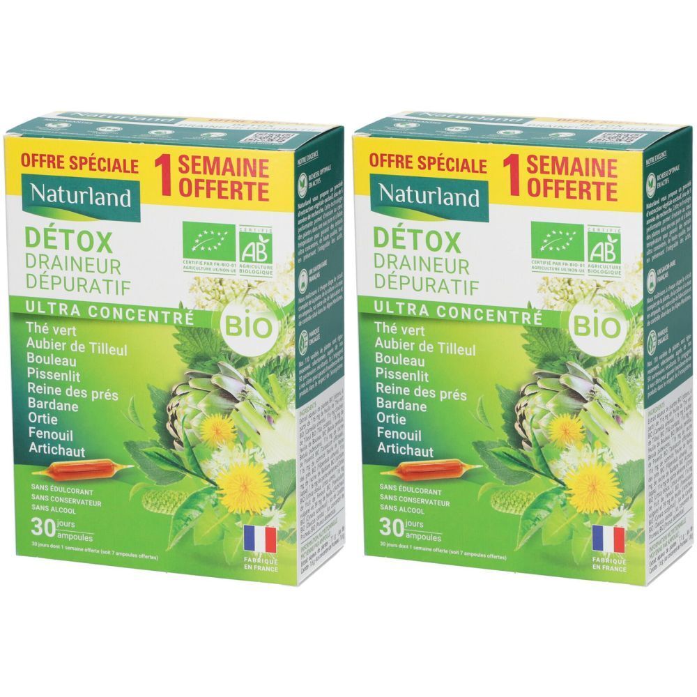 Naturland DÉTOX DRAINEUR DÉPURATIF BIO Ampoules 2x23+7 pc(s) - Redcare ...