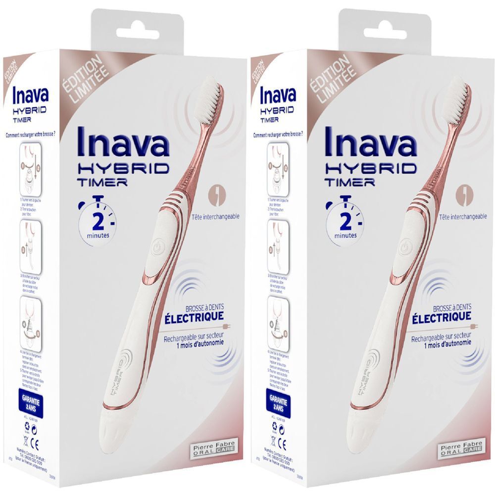 INAVA HYBRID TIMER BROSSE À DENTS ÉLECTRIQUE Blanc 2x1 pc(s) - Redcare ...