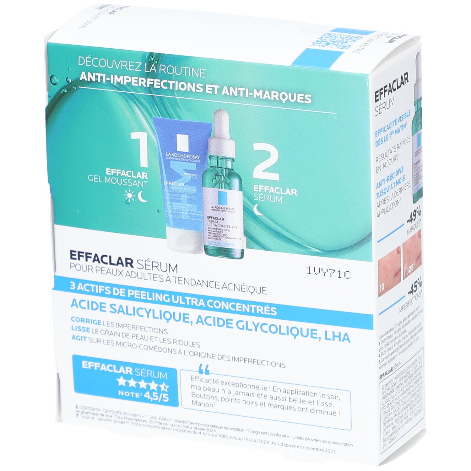 LA ROCHE-POSAY Effaclar Sérum Ultra Concentré et Gel Moussant Peaux ...
