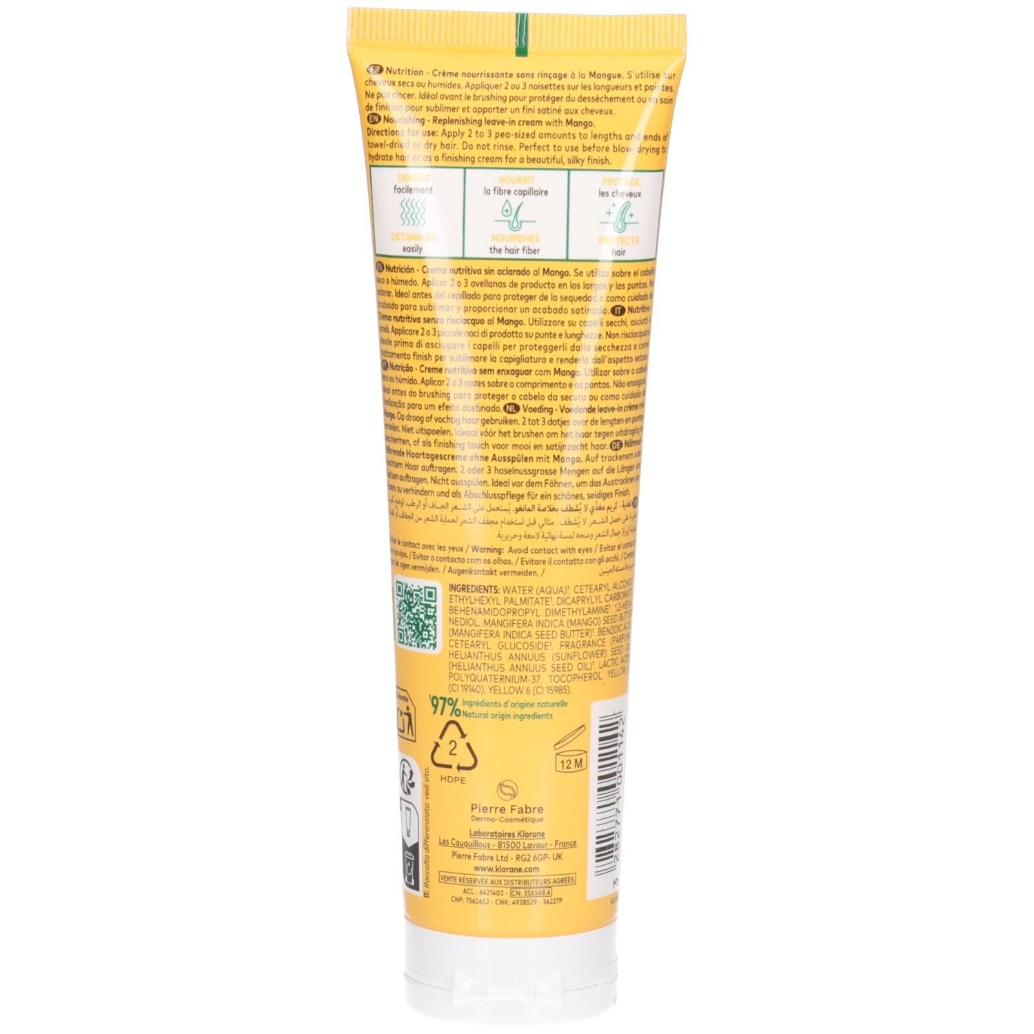 Klorane Nutrition Crème Nourrissante Sans Rinçage 100 ml - Redcare ...