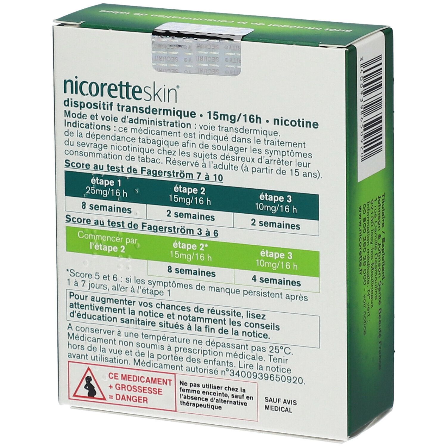 Nicoretteskin® 15 mg/16 h 28 pc(s) - Redcare Pharmacie