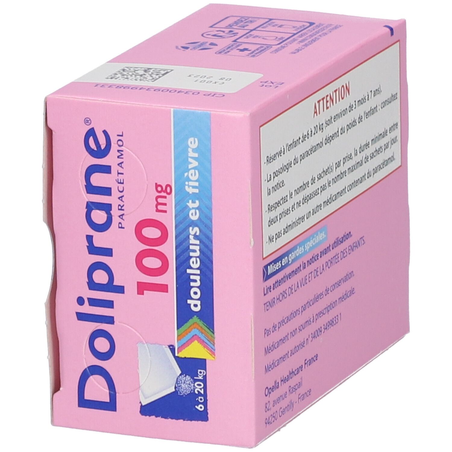 Doliprane 100 mg 12 pc(s) - Redcare Pharmacie
