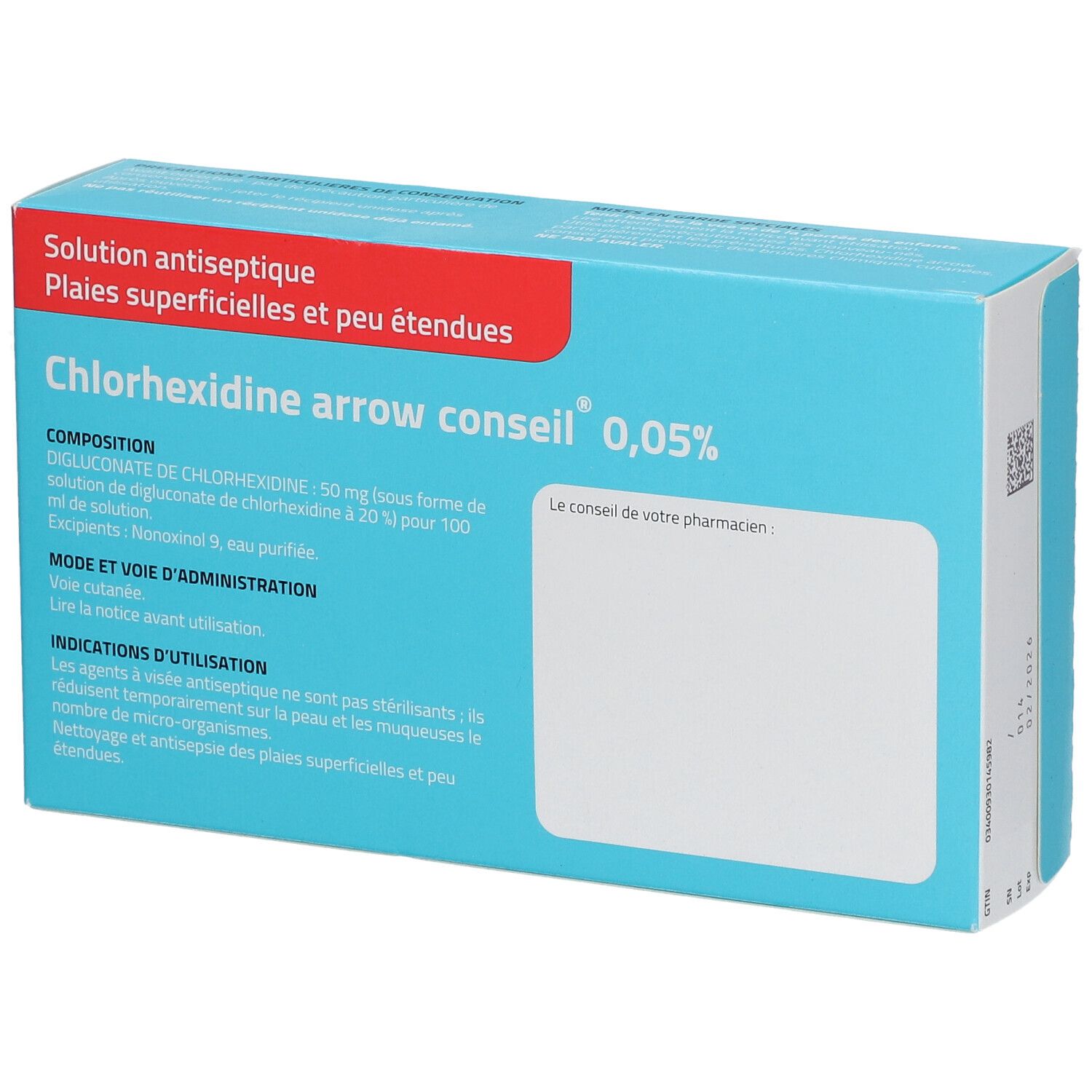 Chlorhexidine arrow conseil 0,05 % 160 ml - Redcare Pharmacie