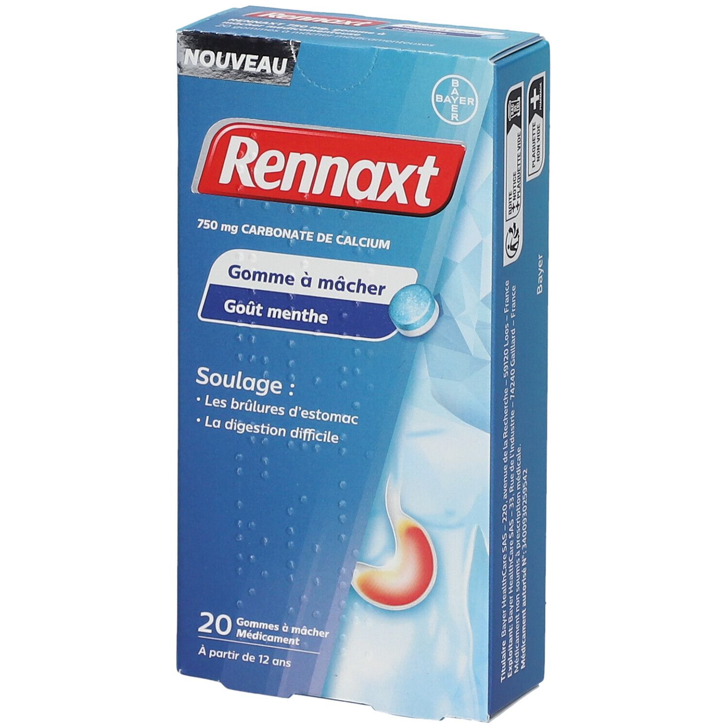 Rennaxt 20 gommes à mâcher 20 pc(s) - Redcare Pharmacie